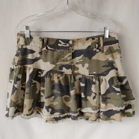 zinc | Skirts | Womens Zinc Camo Tiered Fringe Short Mini Skirt ...
